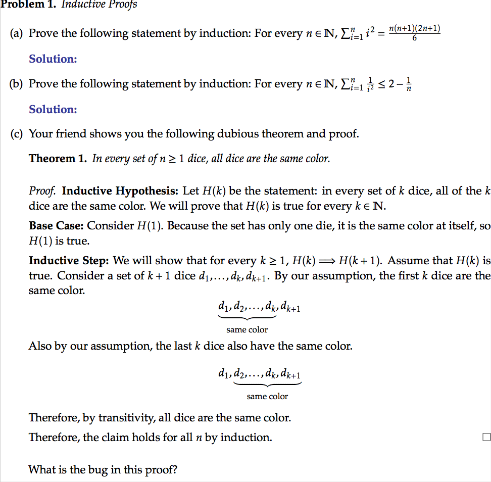 Solved Problem 1. Inductive Proofs (a) Prove the following | Chegg.com