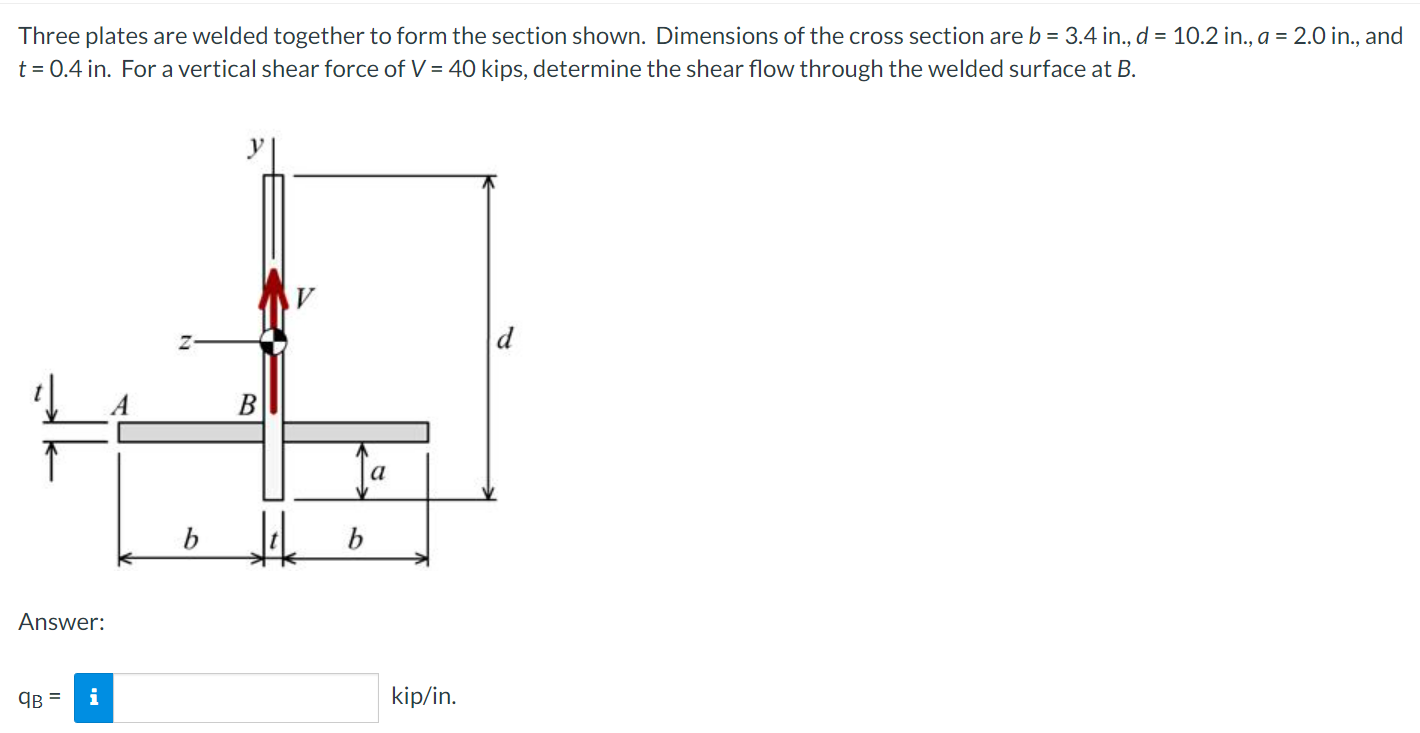 Solved Three plates are welded together to form the section | Chegg.com