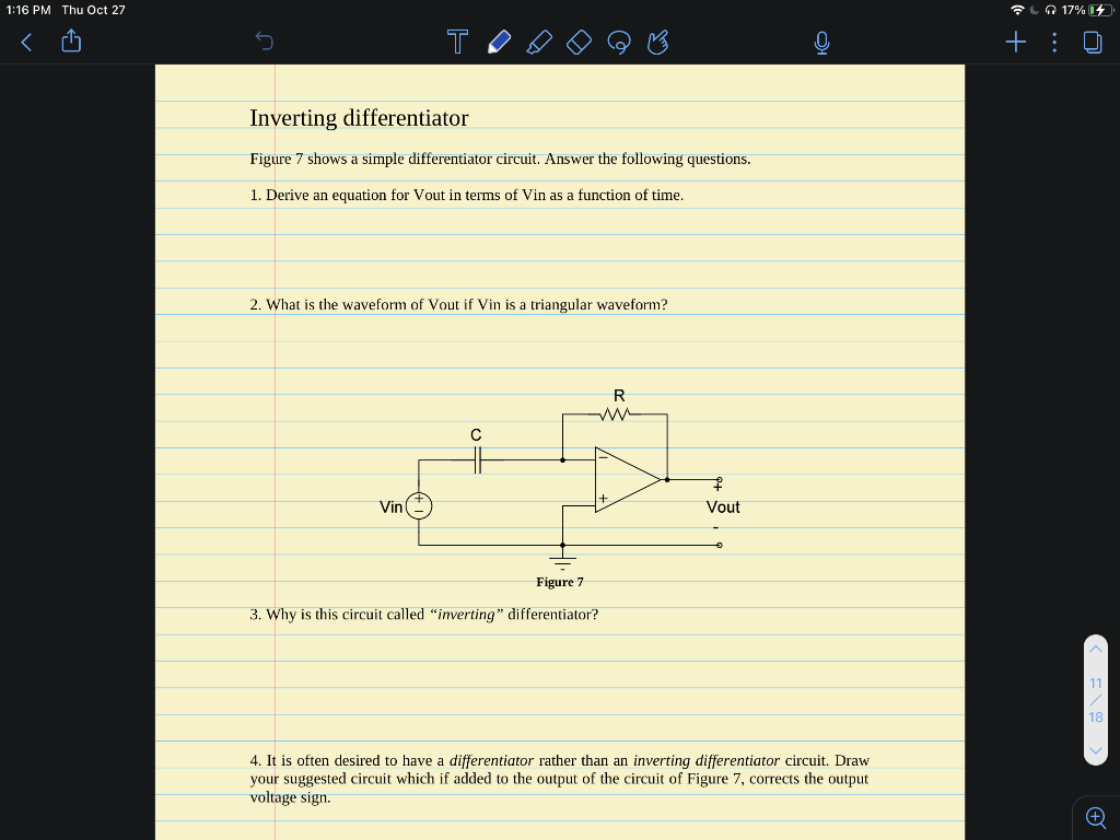 Solved Inverting Differentiator Figure 7 Shows A Simple 