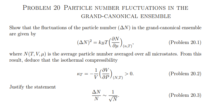 Solved Problem 20 PartiCle Number FluCtuAtions in ThE | Chegg.com