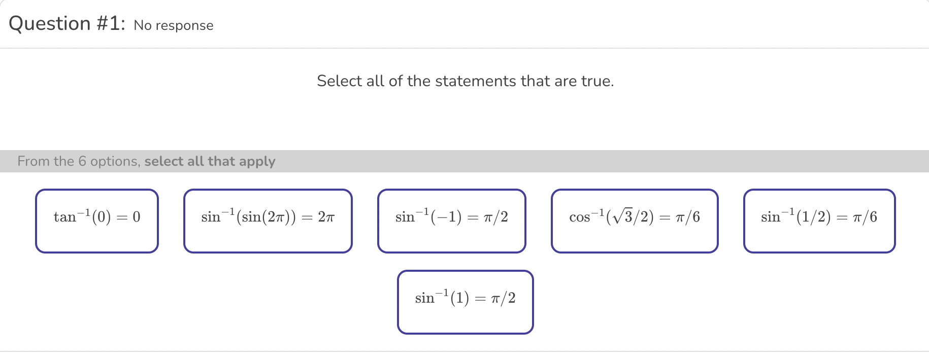 Solved Question #1: No responseSelect all of the statements | Chegg.com