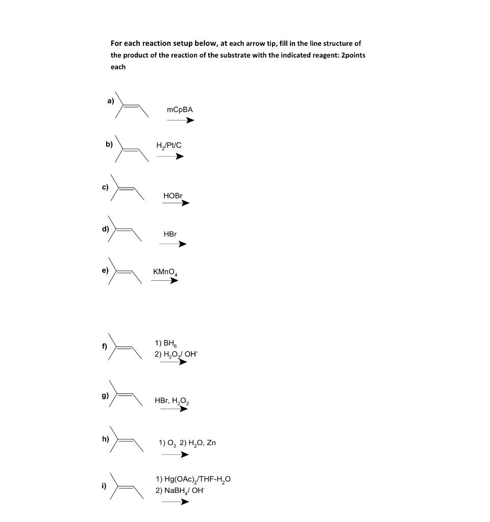 Solved For each reaction setup below, at each arrow tip, | Chegg.com