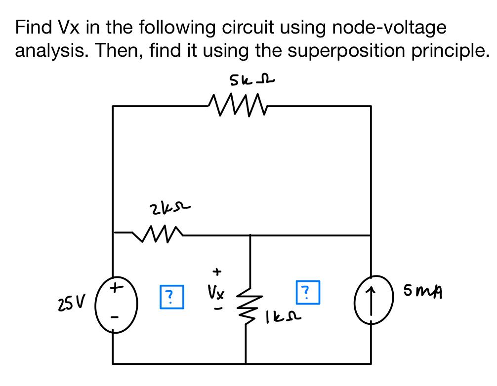 Solved Find Vx In The Following Circuit Using Node Voltage 