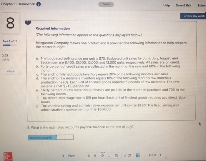 Solved Chapter 8 Homework Saved Help Save & Exit Submit | Chegg.com
