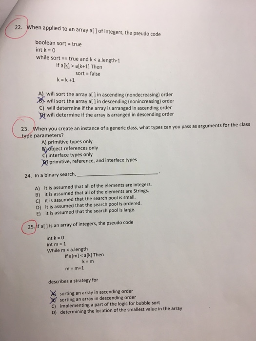 Solved 22. When applied to an array al ] of integers, the | Chegg.com