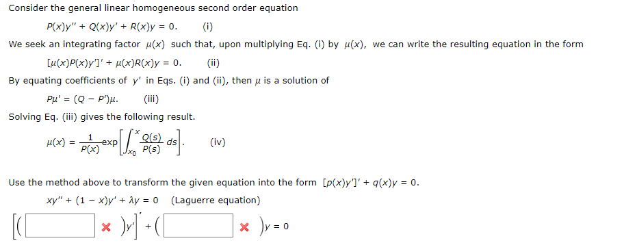 Solved Consider the general linear homogeneous second order | Chegg.com