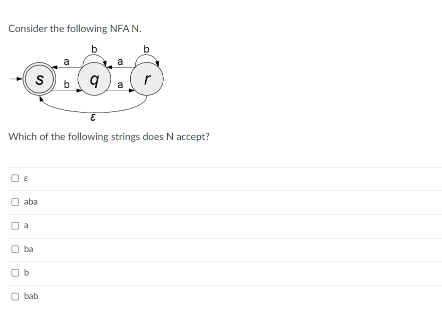 Solved Consider the following NFA N. Which of the following | Chegg.com