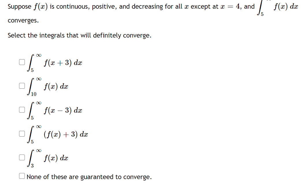 Solved Suppose f(x) is continuous, positive, and decreasing | Chegg.com