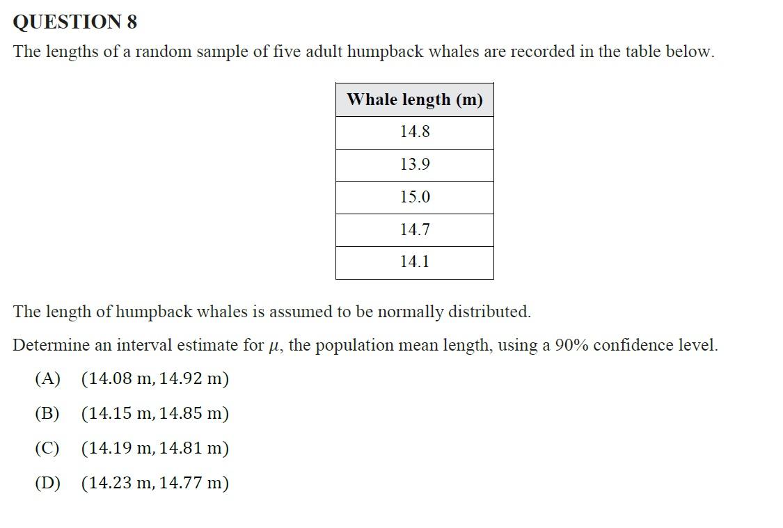 Solved QUESTION 8 The lengths of a random sample of five | Chegg.com