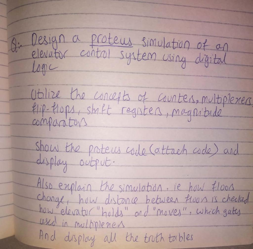 Solved Du Design a proteus Simulation of en elevator control | Chegg.com