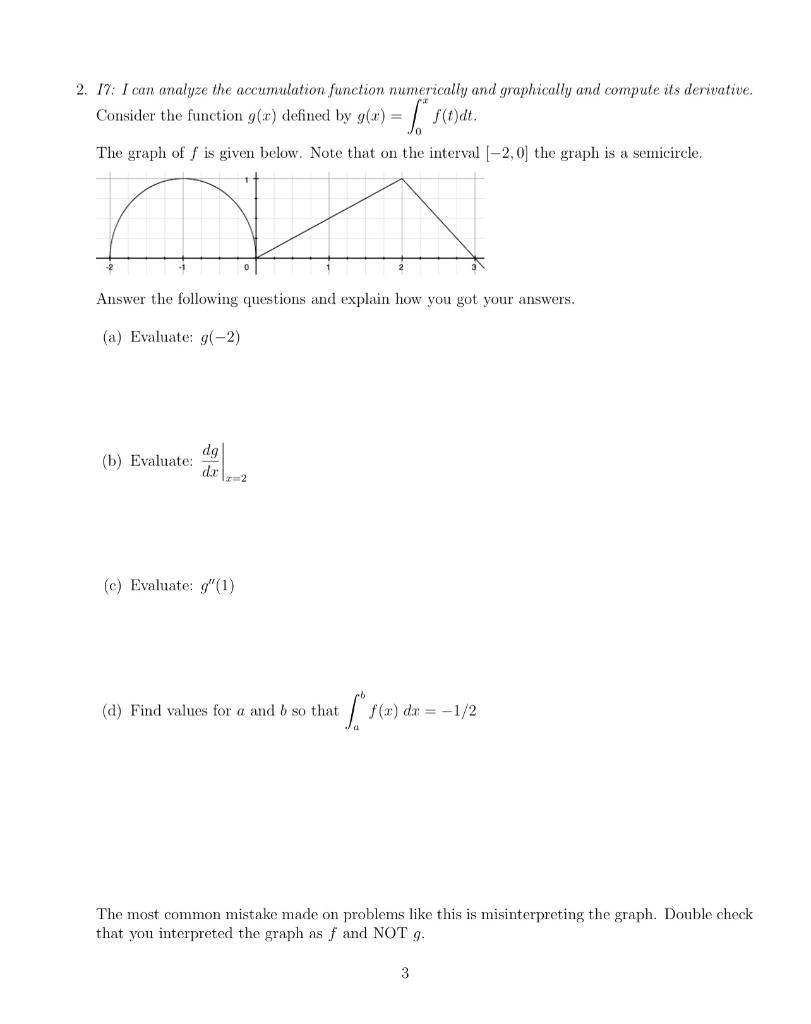 Solved 2. I7: I can analyze the accumulation function | Chegg.com