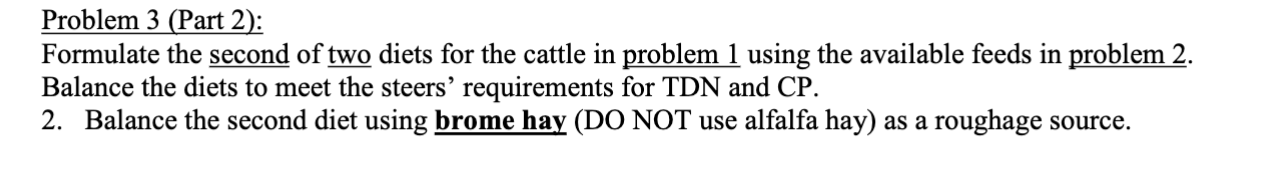 Solved Problem 3 (Part 1): Formulate the first of two diets | Chegg.com