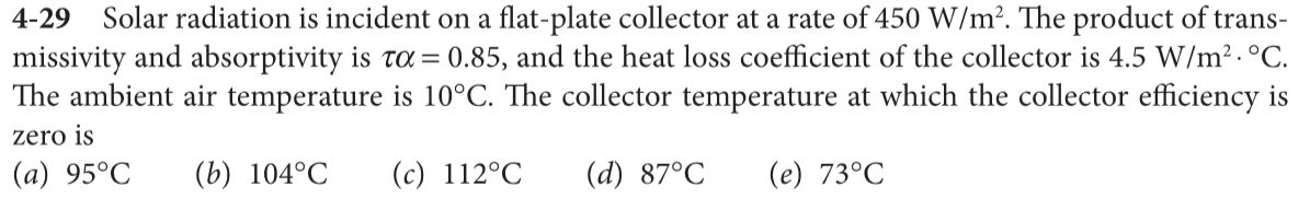 Solved 4-29 Solar radiation is incident on a flat-plate | Chegg.com