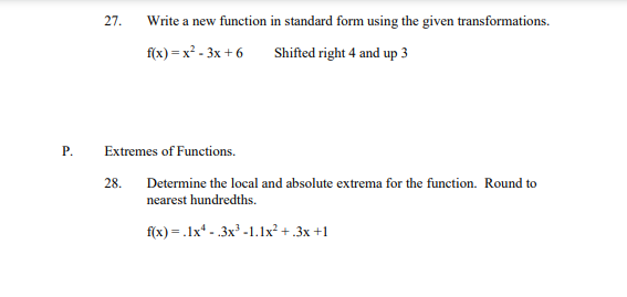 Solved 27. Write a new function in standard form using the | Chegg.com