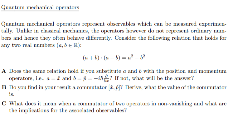 Solved Quantum mechanical operators Quantum mechanical | Chegg.com