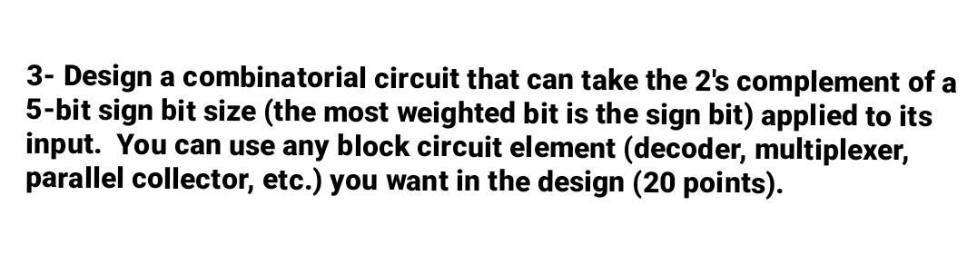 Solved 3- Design a combinatorial circuit that can take the | Chegg.com