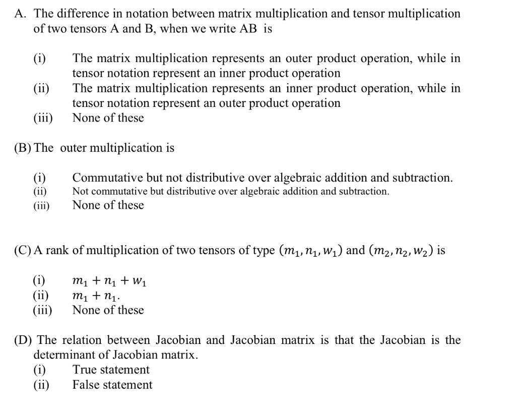 Solved A. The difference in notation between matrix | Chegg.com