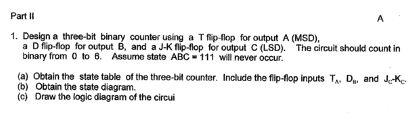 Solved Part 1 A 1. Design a three-bit binary counter using a | Chegg.com