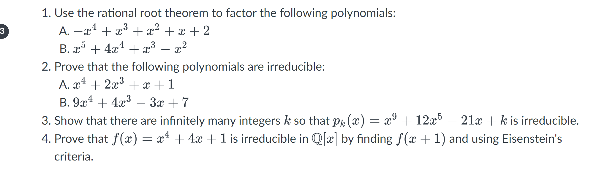 1. Use the rational root theorem to factor the | Chegg.com