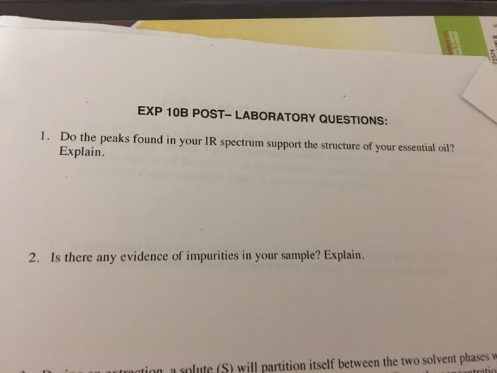 Solved EXP 10B POST-LABORATORY QUESTIONS: Do the peaks found | Chegg.com