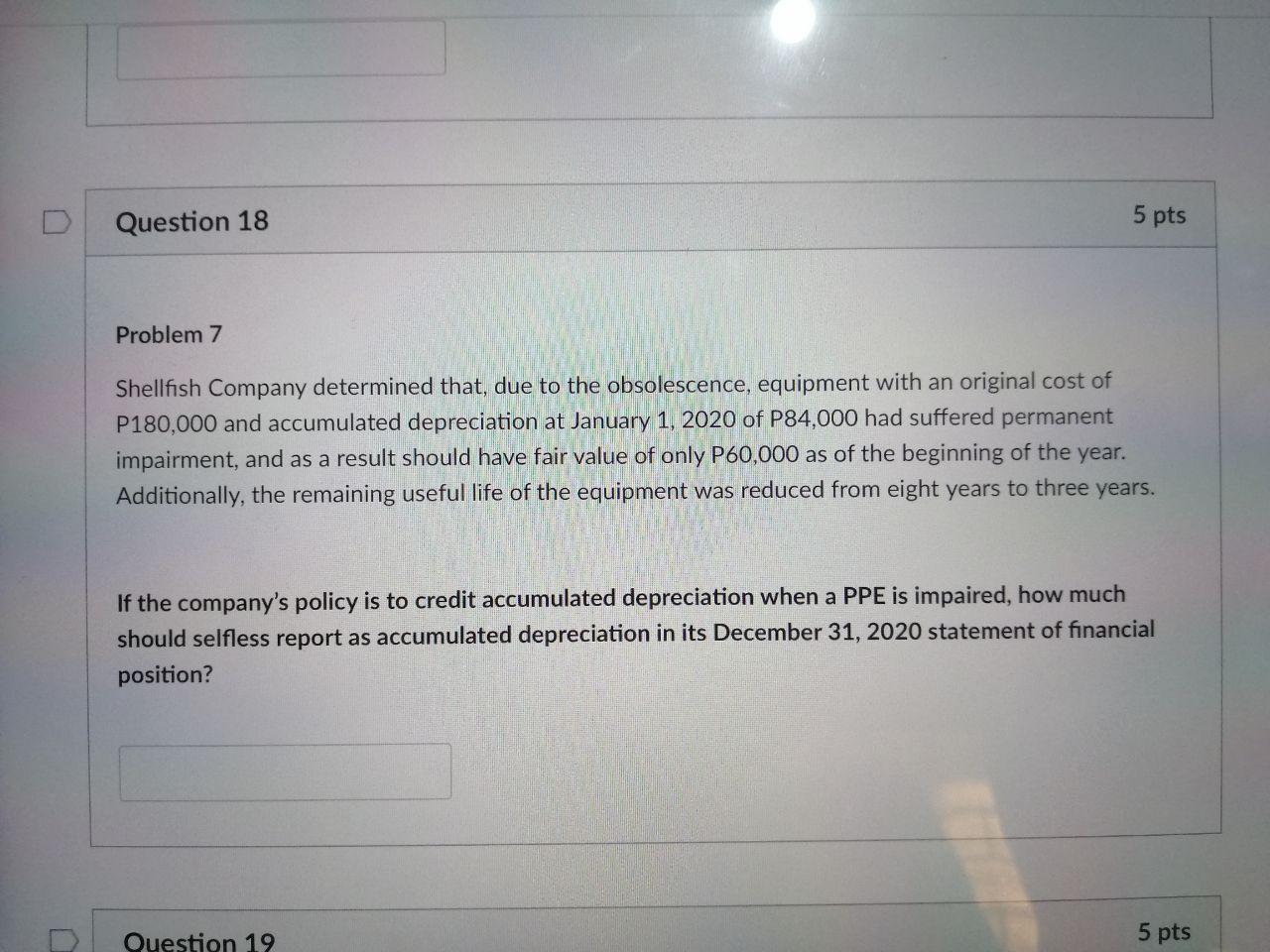 Solved D Question 18 5 pts Problem 7 Shellfish Company | Chegg.com