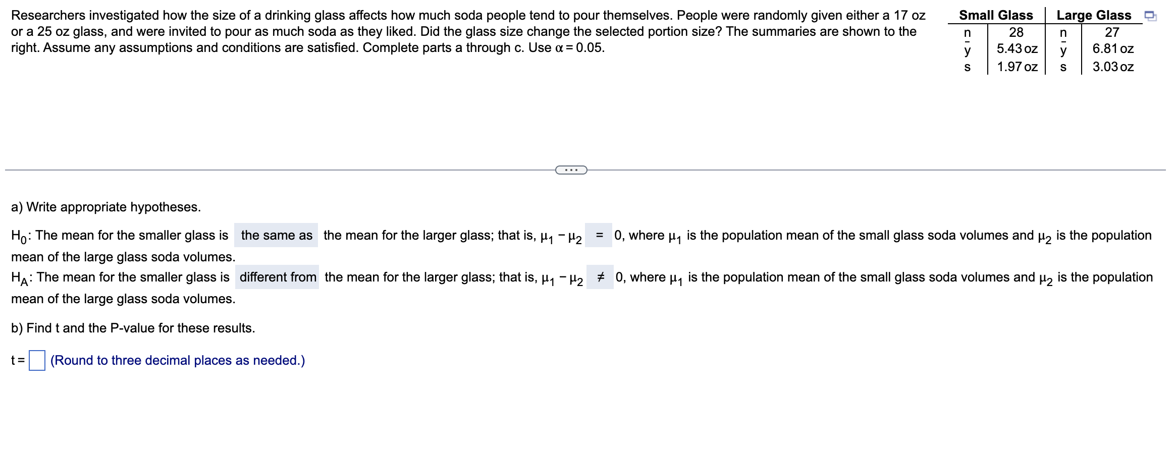 Solved Find T and P values please | Chegg.com