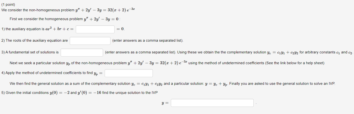 Solved (1 point) We consider the non-homogeneous problem | Chegg.com