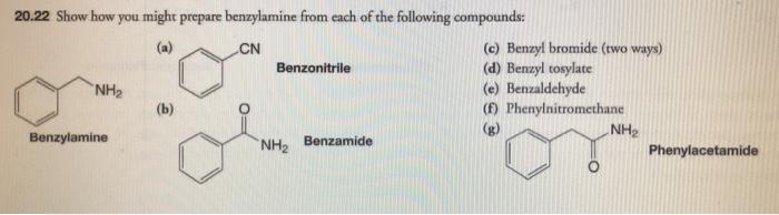 Solved 20.22 Show how you might prepare benzylamine from | Chegg.com