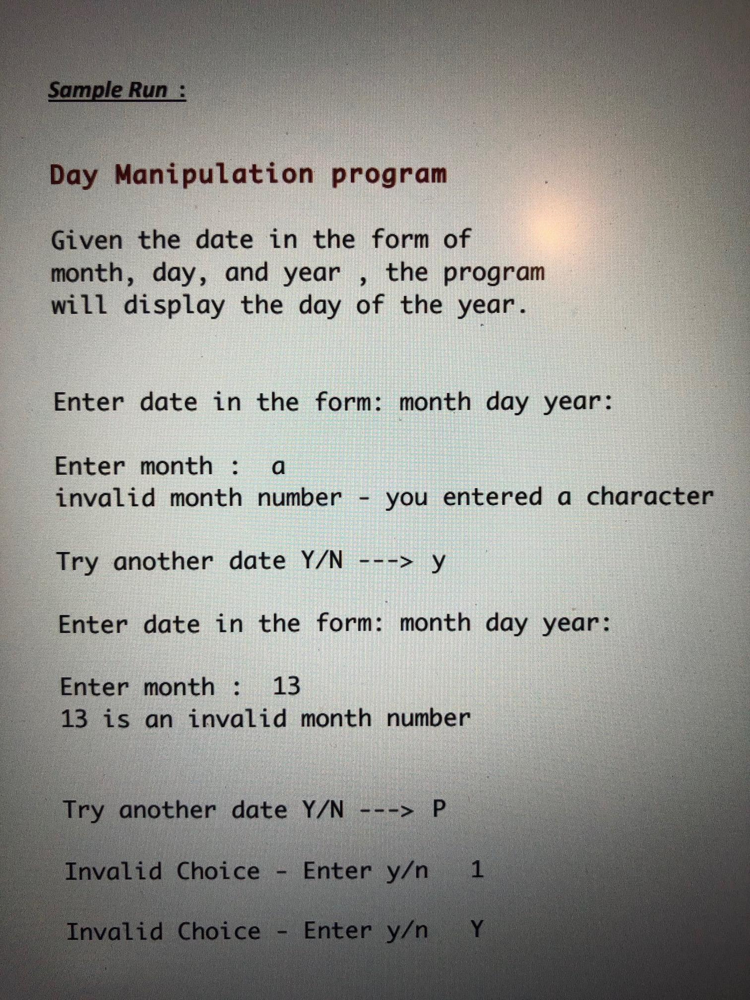 Solved Write a menu driven C++ program that prints the day | Chegg.com