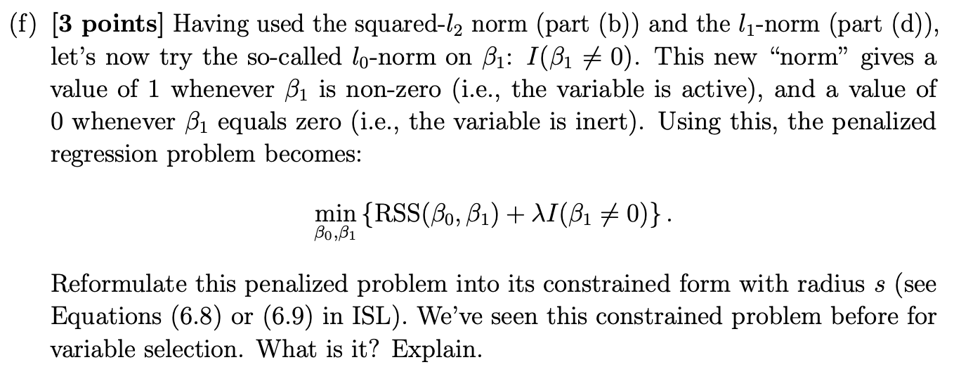 f) [3 points] Having used the squared- l2 norm (part | Chegg.com