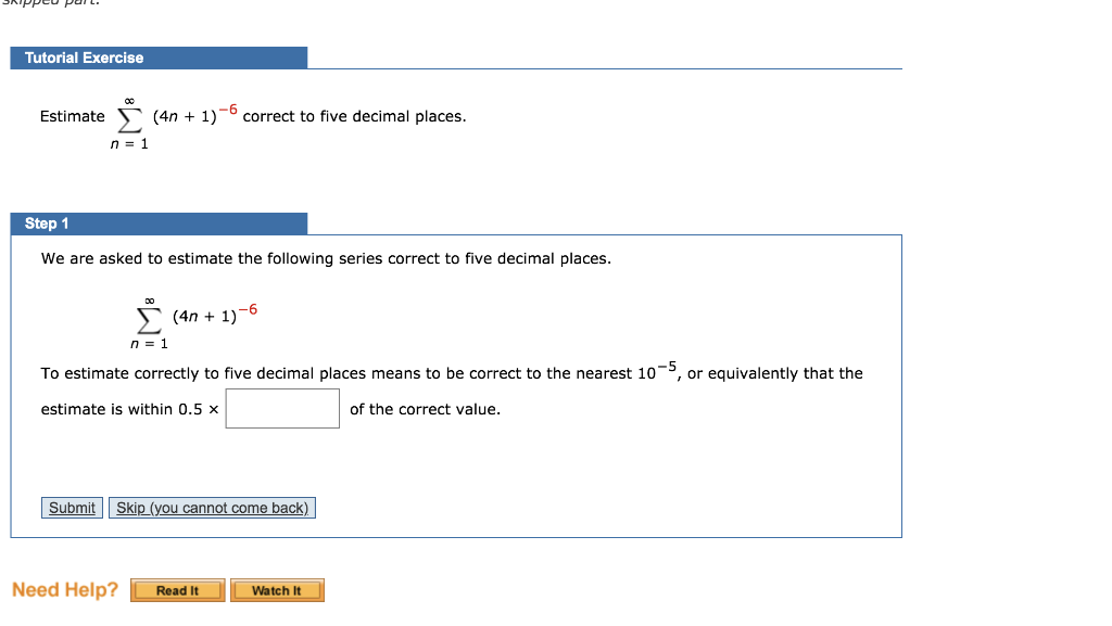 Solved Tutorial Exercise Estimate -6 (4n + 1) correct to | Chegg.com