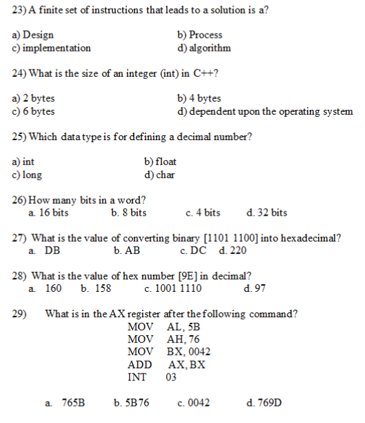 Solved 23) A finite set of instructions that leads to a | Chegg.com