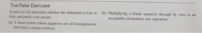 Solved True-False Exercises In parts (a)-(h) determine | Chegg.com