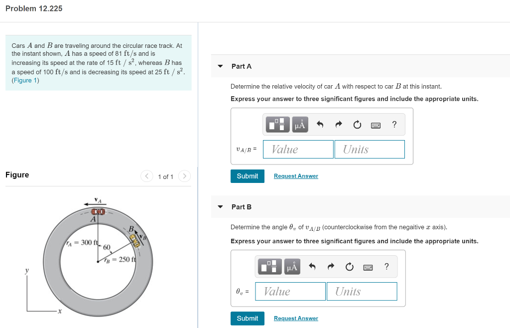 Solved Problem 12.225 Cars A and B are traveling around the | Chegg.com