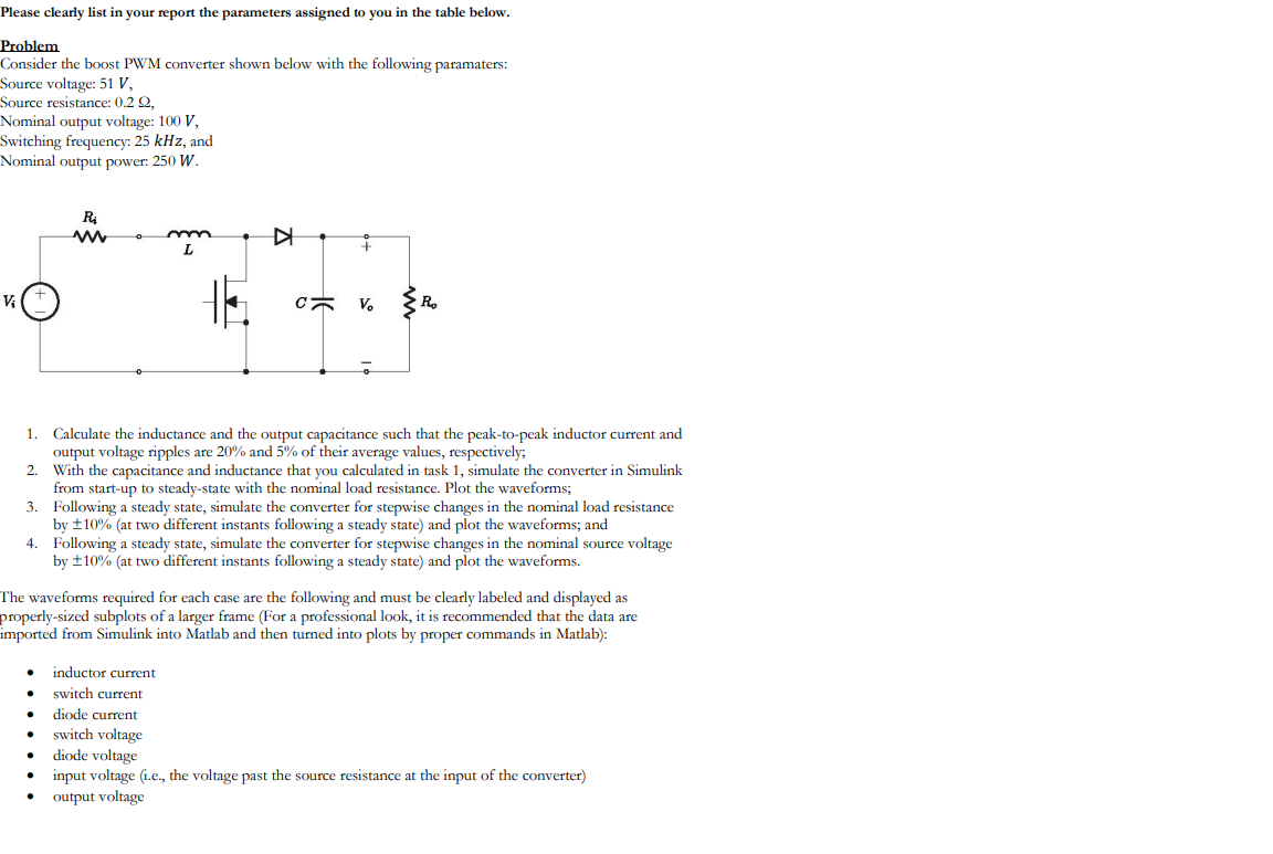 Solved Please clearly list in your report the parameters | Chegg.com