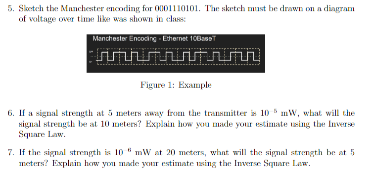 Solved 5. Sketch the Manchester encoding for 0001110101 . | Chegg.com