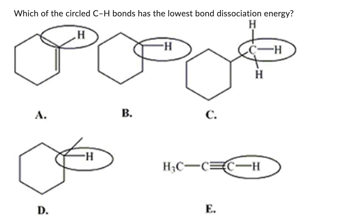 Solved Which of the circled \( \mathrm{C}-\mathrm{H} \) | Chegg.com
