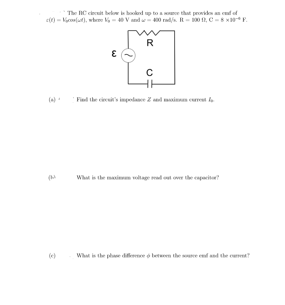 Solved The RC circuit below is hooked up to a source that | Chegg.com