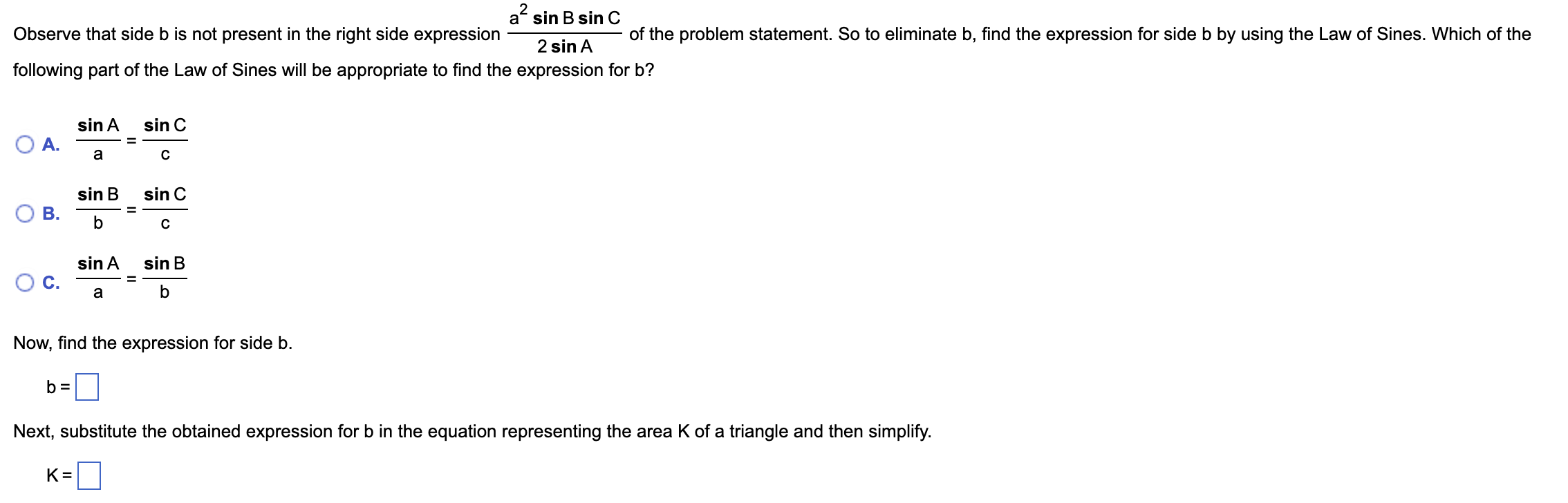 Solved If two angles and the included side are given, the | Chegg.com
