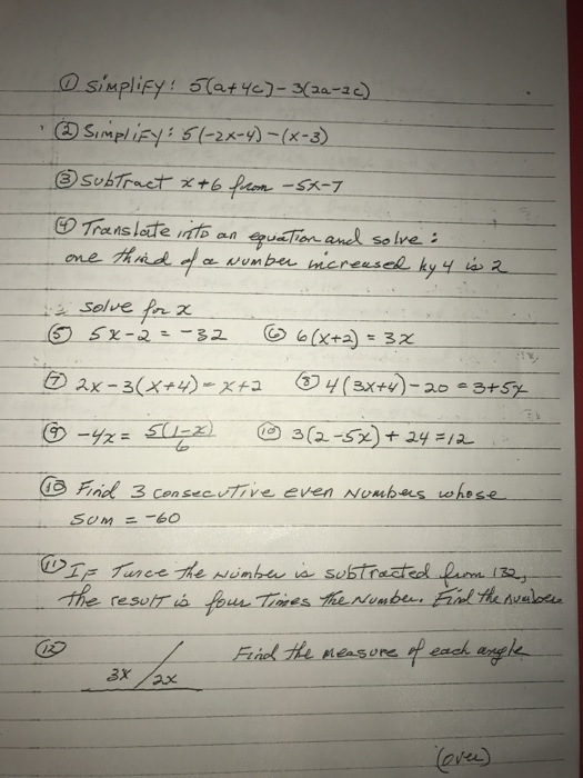 Solved Simplify: 5(a + 4c) - 3 (2a - 2c) Simplify: 5(-2x - | Chegg.com