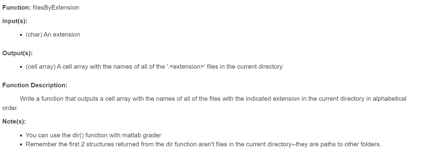 Solved Function: filesByExtension Input(s): (char) An | Chegg.com