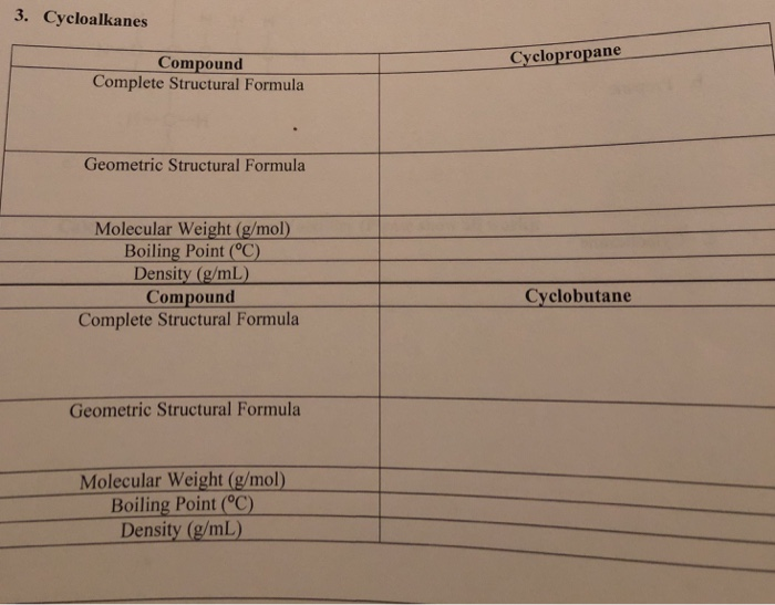 Complete Structural Formula Of Cyclopropane