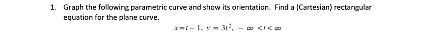 Solved 1. Graph the following parametric curve and show its | Chegg.com