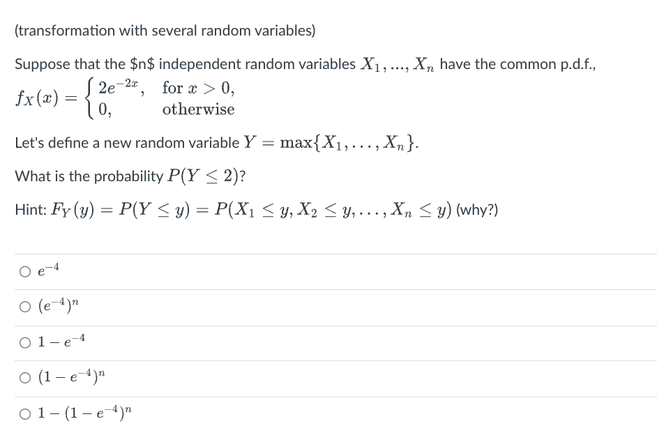 Solved (transformation with several random variables) | Chegg.com