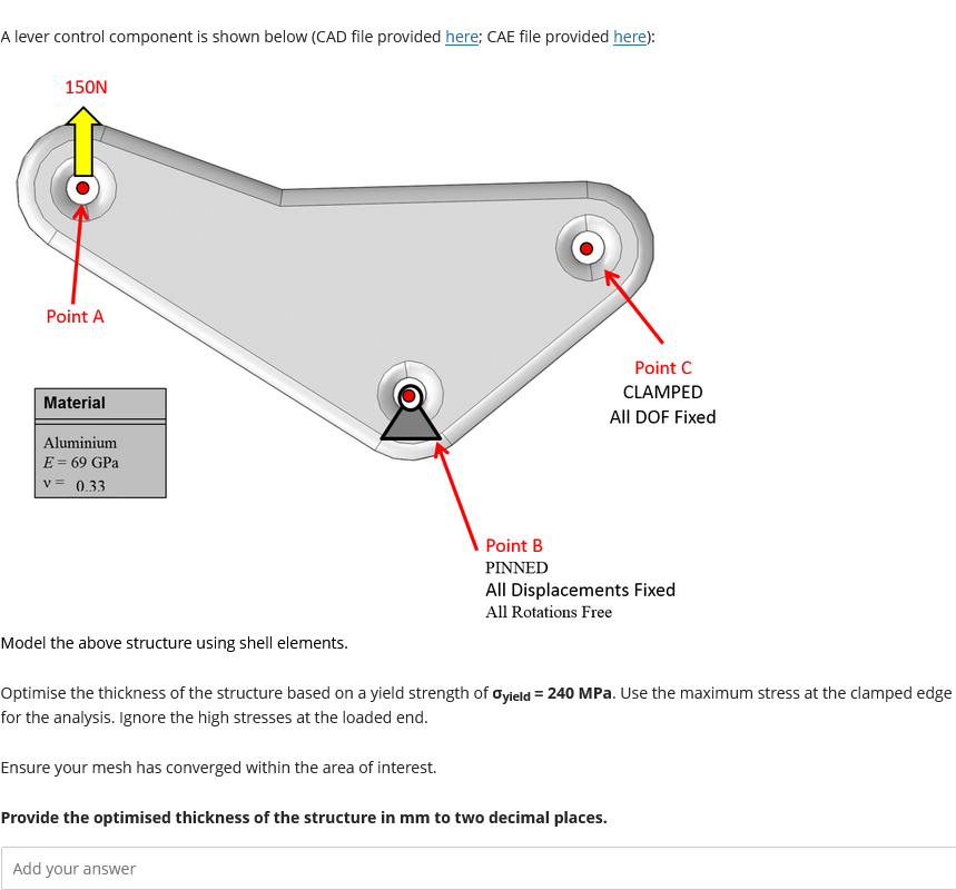 A lever control component is shown below (CAD file | Chegg.com