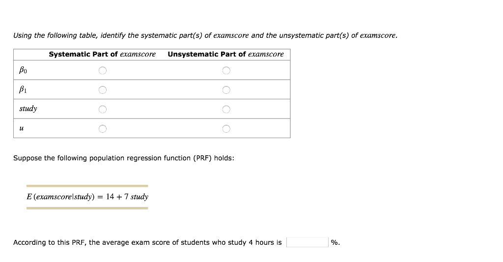 Solved 4. The population regression function Suppose you are | Chegg.com