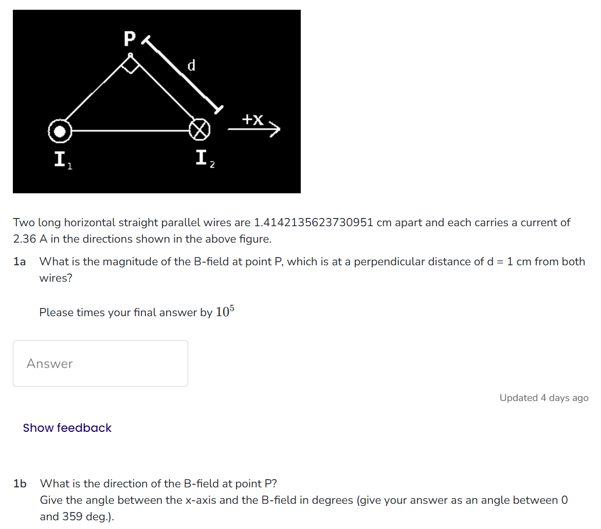 Solved Two long horizontal straight parallel wires are | Chegg.com