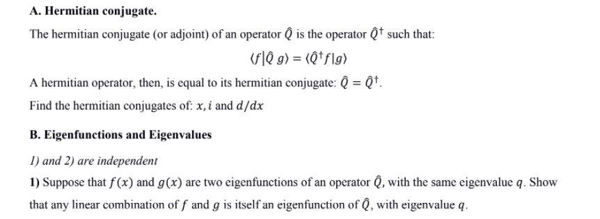 Solved A. Hermitian conjugate. The hermitian conjugate (or | Chegg.com