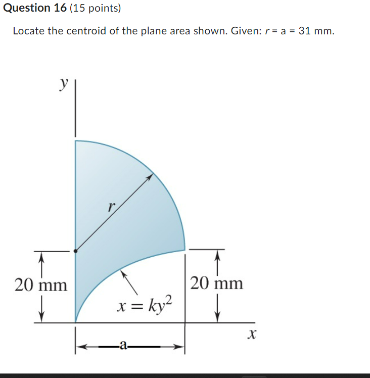Question 16 (15 points) Locate the centroid of the | Chegg.com