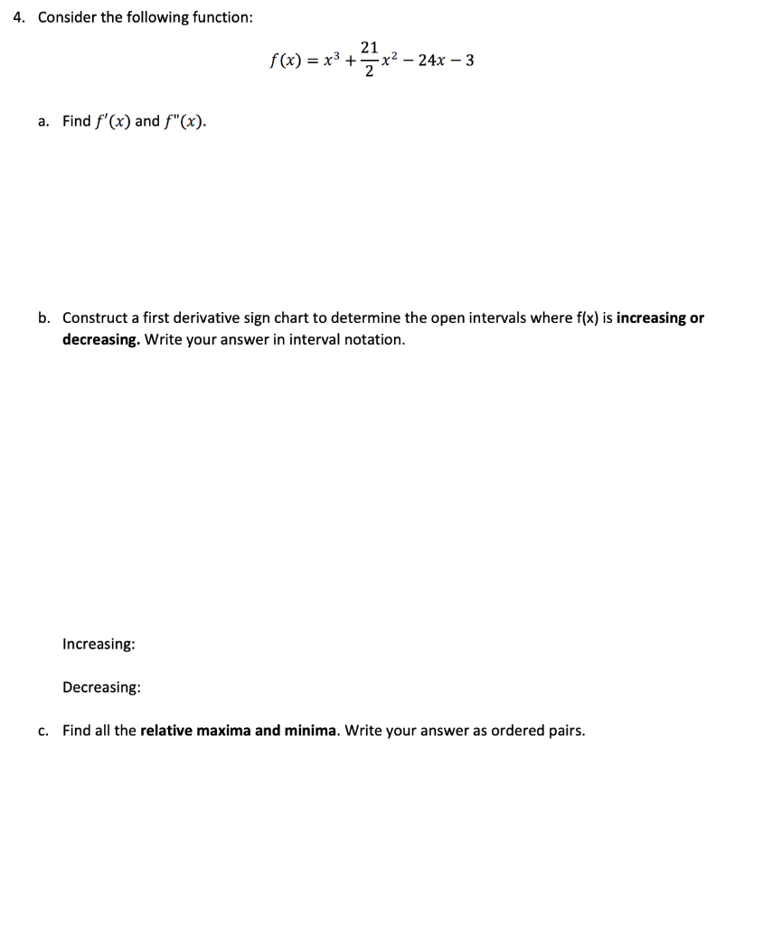 Solved d. Construct a second derivative sign chart to | Chegg.com